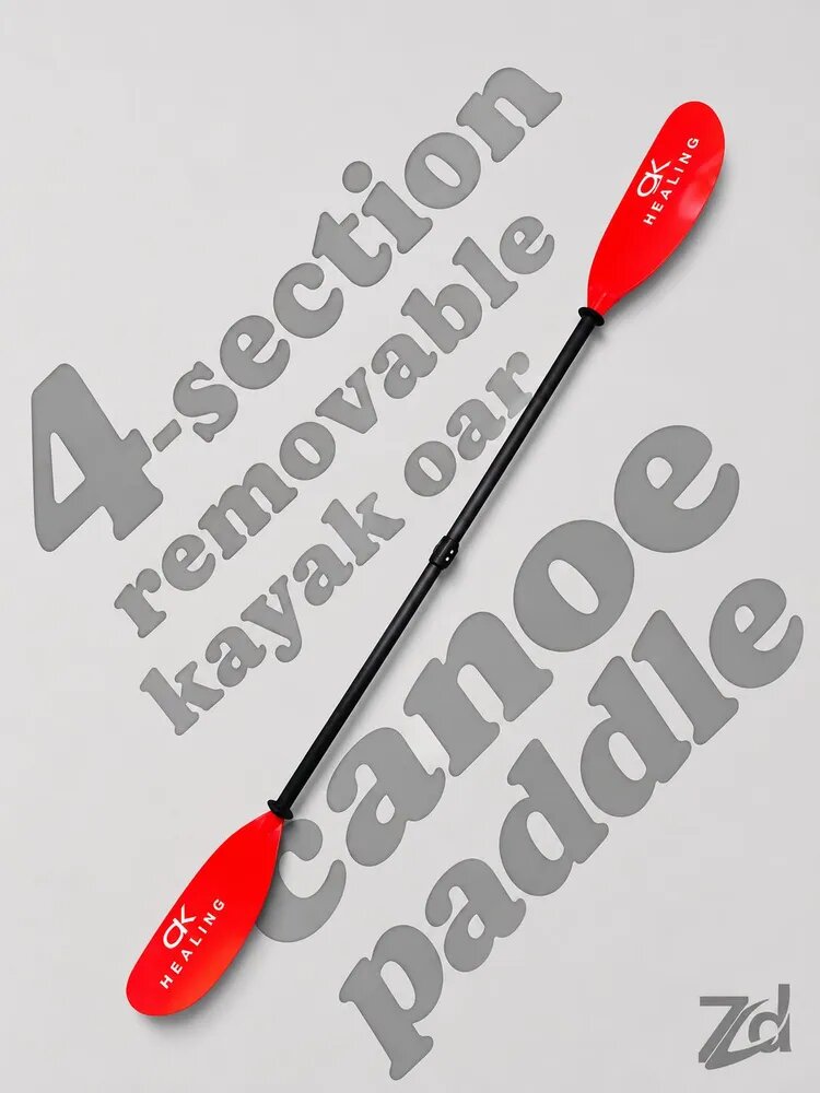 4-section removable kayak oar canoe paddle, Весло для SUP-доски, Красный