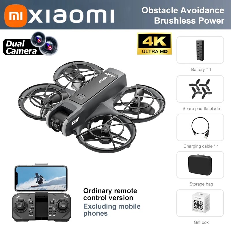 Дрон Xiaomi D2 8K с HD-съемкой, интеллектуальным обходом препятствий, пультом ДУ с большим экраном, складной, с бесщеточным двигателем, GPS