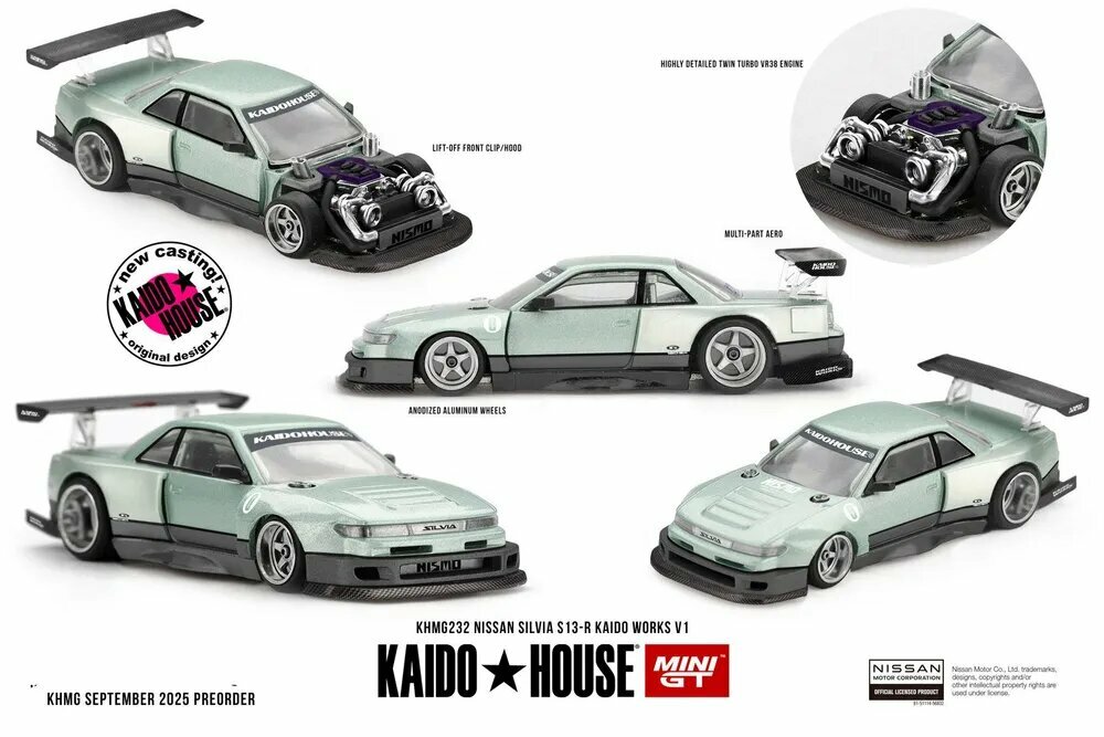 Машинка MINI GT 1:64 MINI GT x Kaido House 1:64 KHMG232 NISSAN SILVIA S13-R KAIDO WORKS V1