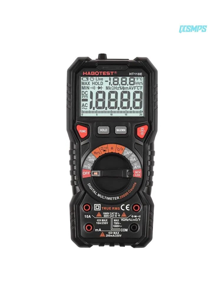 Мультиметр HABOTEST HT118E цифровой с автоматическим выбором диапазона, 20000 отсчетов, измерение напряжения, сопротивления, емкости, частоты