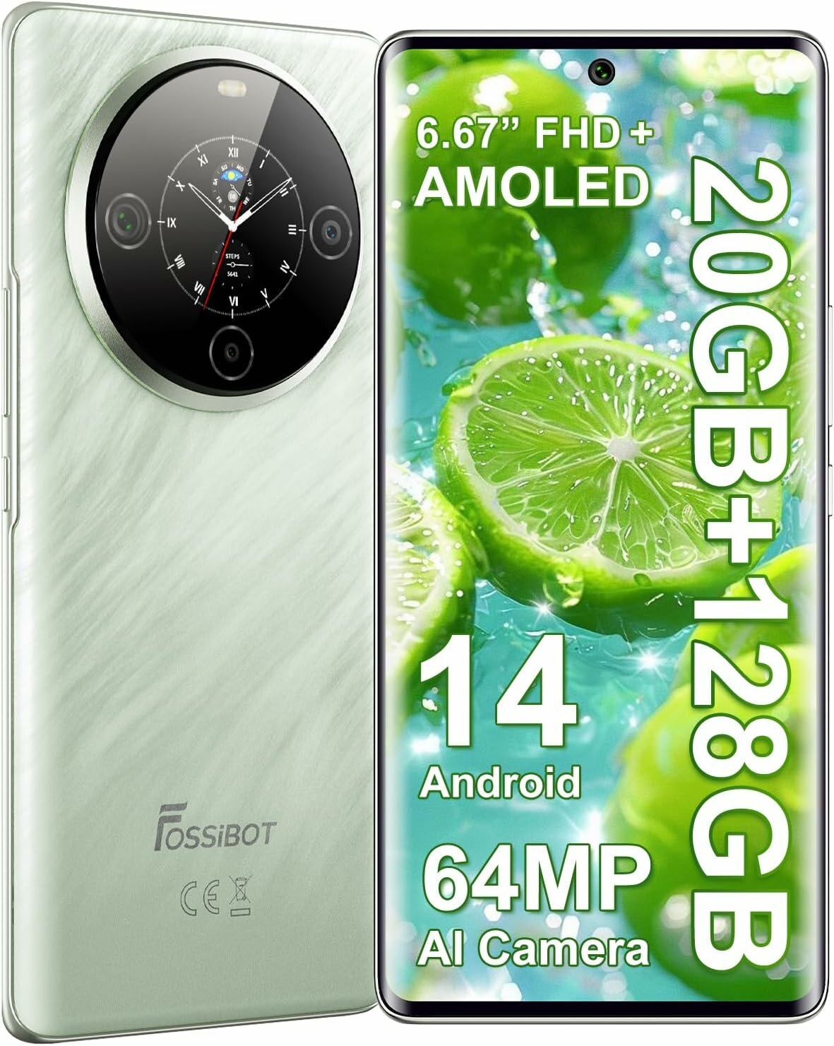 Мобильный телефон FOSSiBOT S3 Pro, 6,67 дюйма, 20 (6+14) ГБ, 128 ГБ оперативной памяти, 5000 мАч.