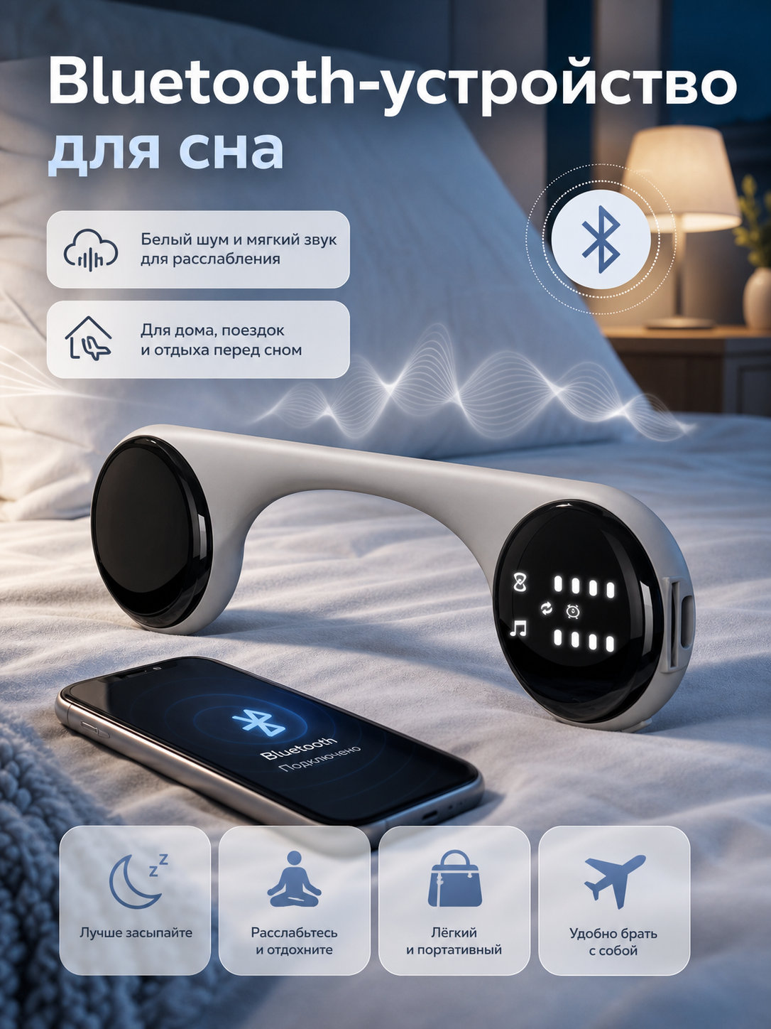 Портативный прибор ShuiMengBao, борьба с бессонницей, белый шум, 15 режимов, пластик