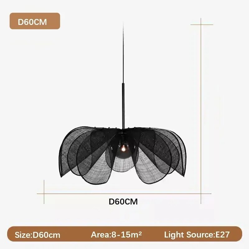 Подвесной свет "Wabi-sabi Fabric Pendant Light Flower" для кухонного острова, гостиной, спальни, люстры для домашнего декора E27, лампы-B, диаметр 60 см