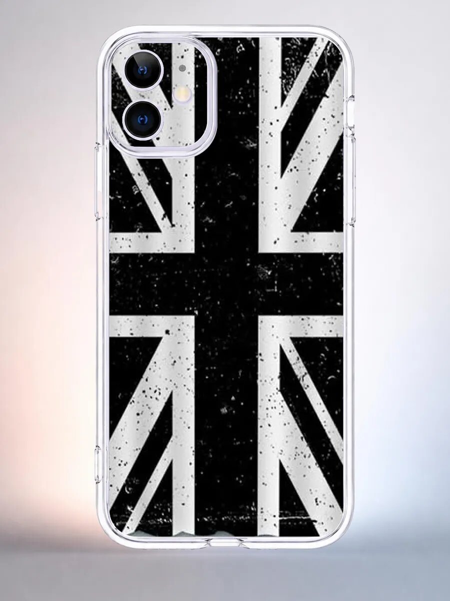 Чехол iPhone 11 британский флаг силиконовый прозрачный
