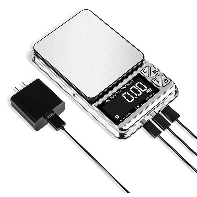 Счетные весы USB POWER SUPPLY SCALE, Серебристый, Максимальная нагрузка 1кг, Точность 0.01г