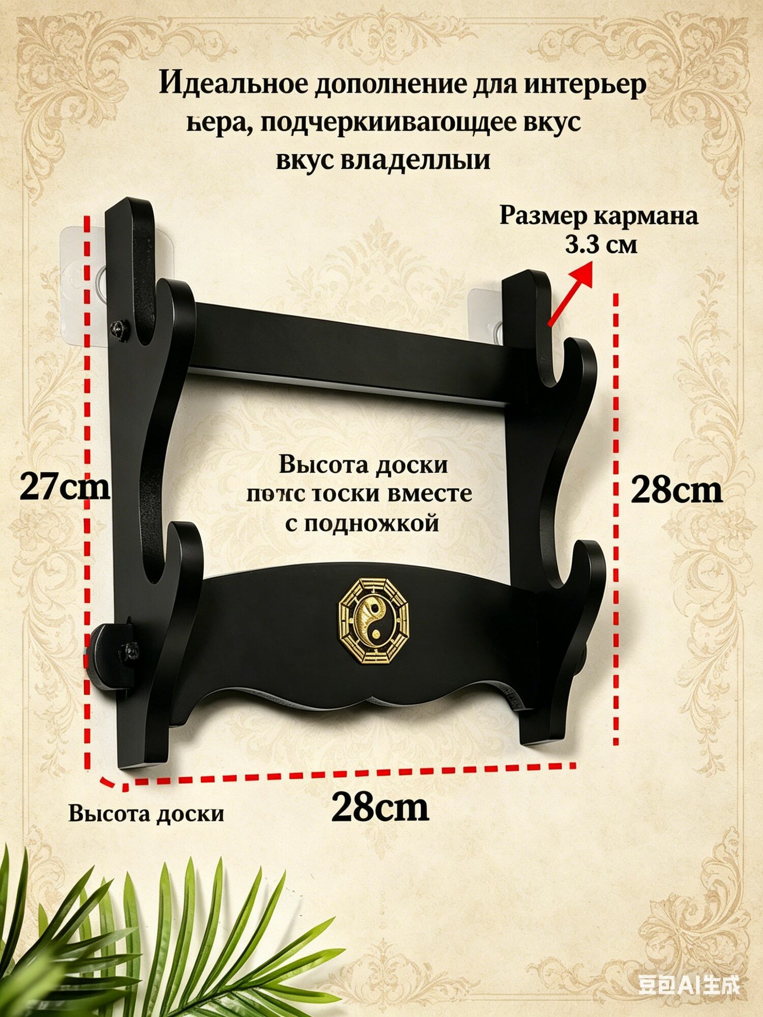 Подставка декоративная под сувенирное оружие, 1 шт.
