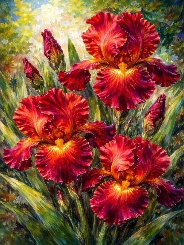 Алмазная вышивка ирис 40x50см, квадратная вышивка