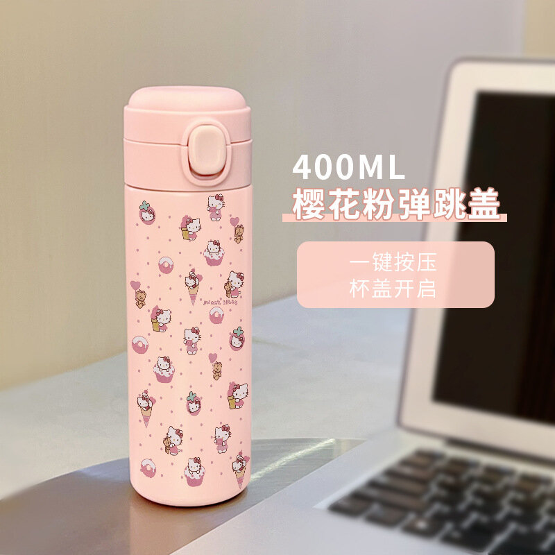 Бутылка для воды Sanrio Cute Girl из нержавеющей стали 304, термокружка для студентов, легкая, двойная, с выдвижным механизмом.