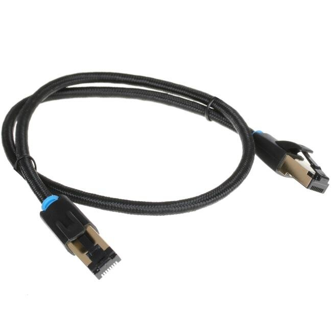 Vention IKGBD Патч-корд Vention прямой SFTP cat.8 RJ45 - 0,5м. Черный Тканевая оплетка — фото 1