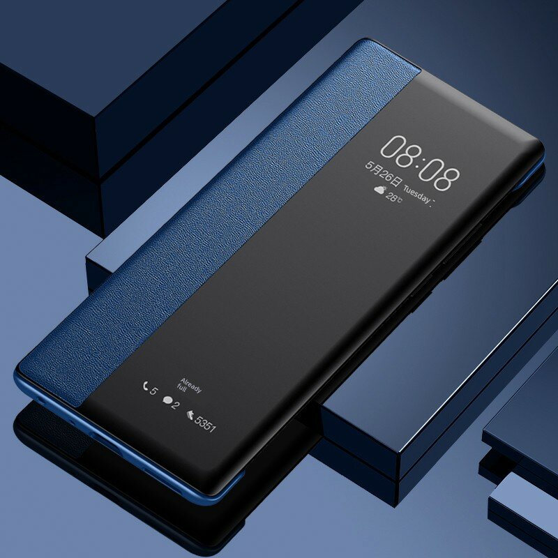 Huawei Mate 40 RS Porsche Design Складной чехол с окном и функцией сна/пробуждения, темно-синий - включает защитные