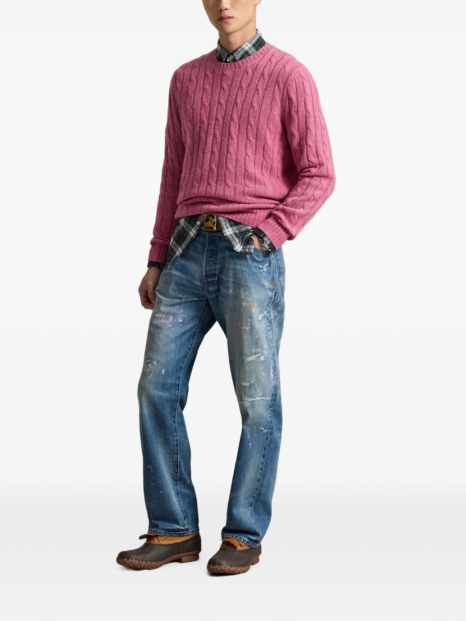 Свитер Polo Ralph Lauren Cable-knit cashmere sweater, размер 52, , розовый — фото 1