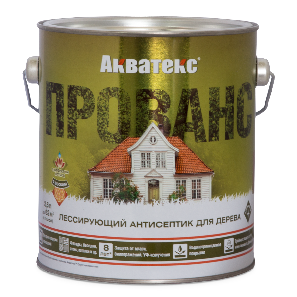 Лессирующий антисептик для древесины акватекс прованс (белый / 2.5л.)