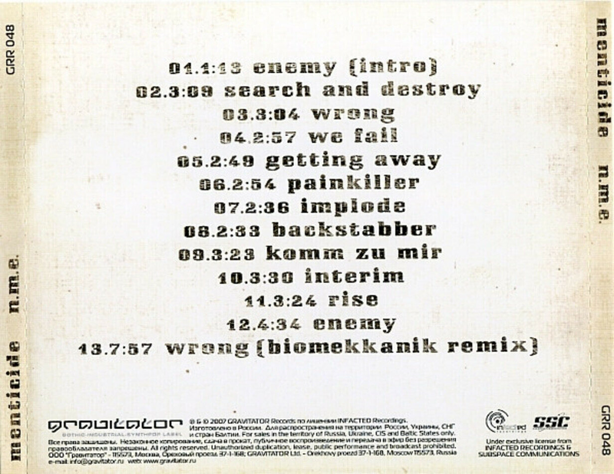Компакт-диск Menticide — N.M.E. (RU)(CD) — фото 1
