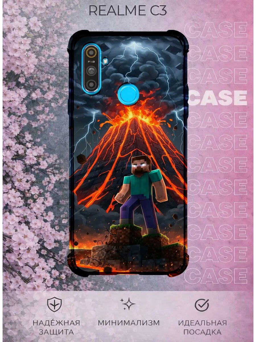 Чехол на Realme C3 с принтом Майнкрафт херобрин