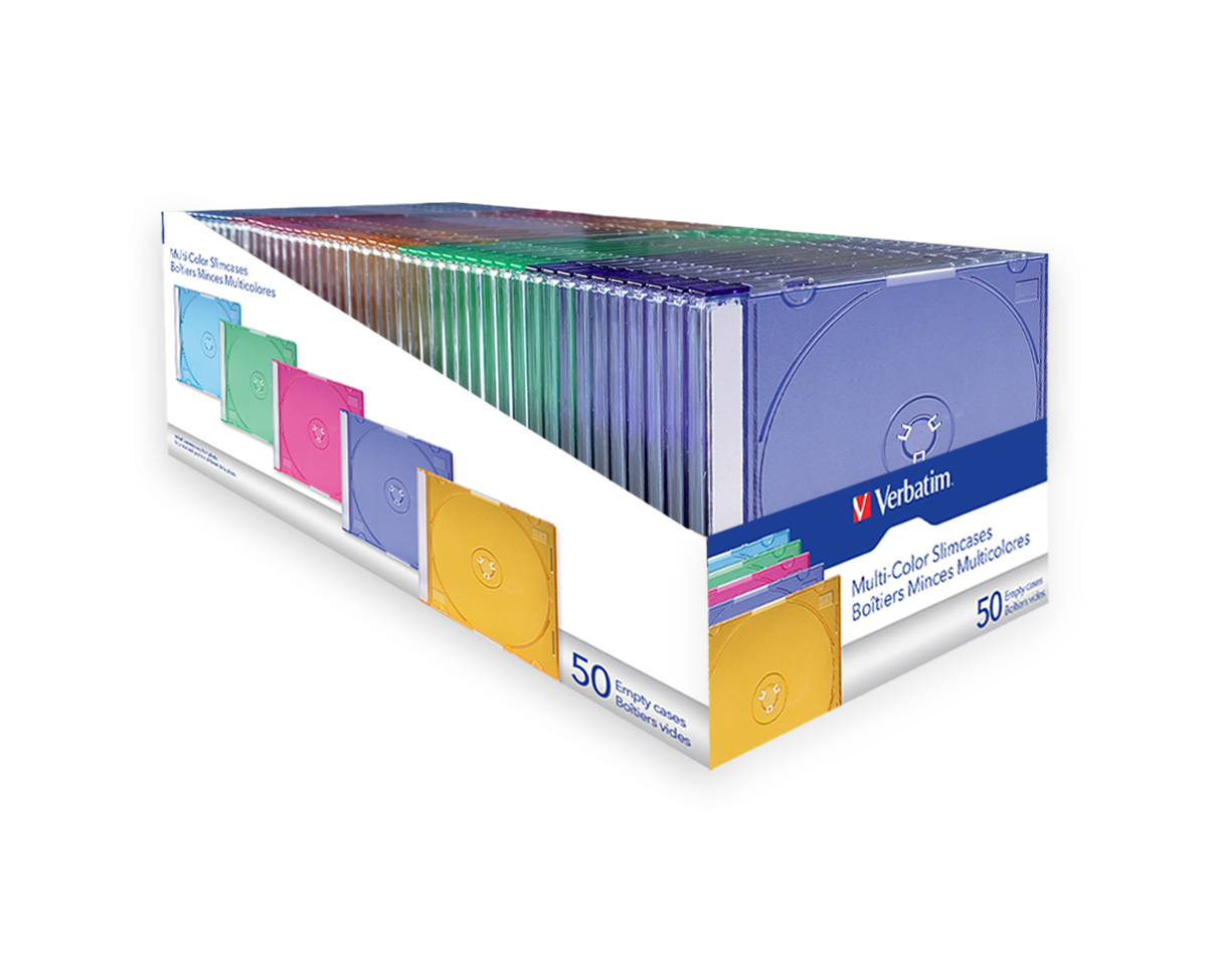Кейсы Verbatim CD / DVD Multi-Colour Slim, Slim Cases для оптических дисков (50 шт)