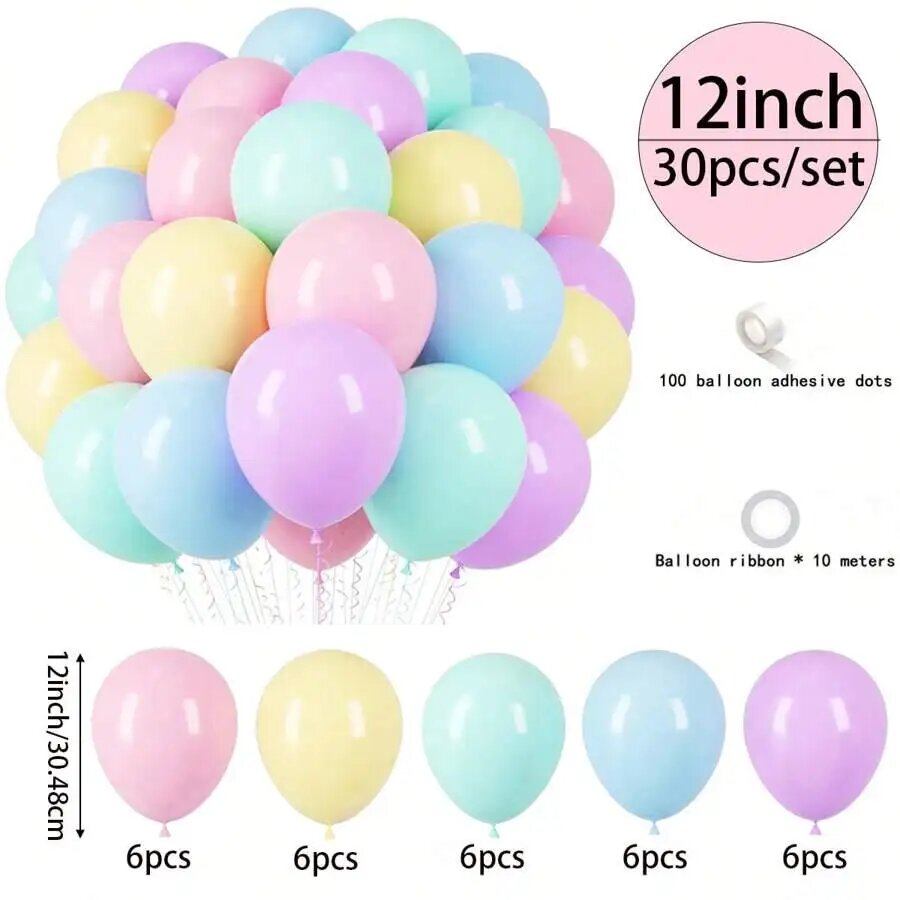 Латексные шары макарон, разноцветные, 18/12/10/5 дюймов 12inch-30pcs