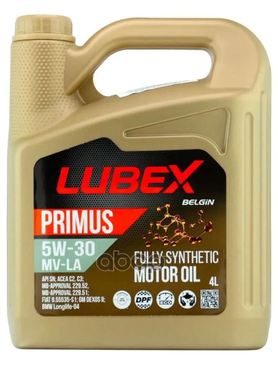 LUBEX Lubex Primus Mvla 5W30 (4L)_ Мот! Синтapi Sn, Acea C2/C3
