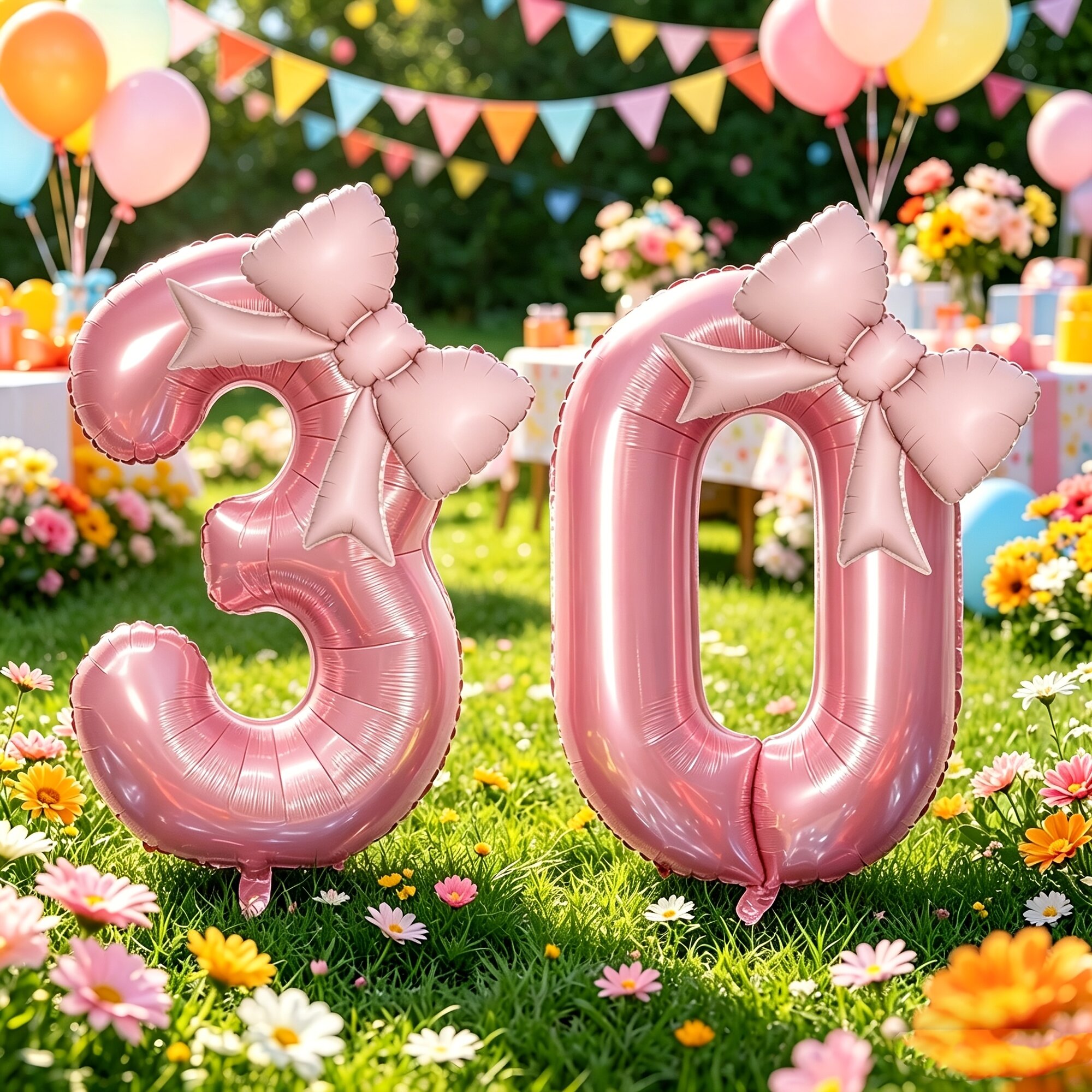 Воздушные шары с бантом цифра 30, набор для дня рождения, розовый, праздничный декор для вечеринки и фотосессии