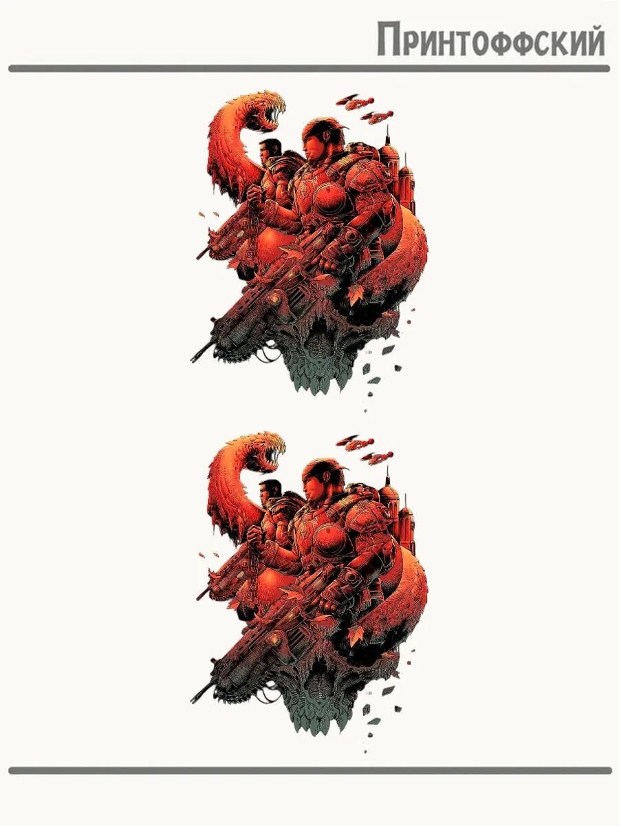2-е (Две) Термонаклейки Gears Of War