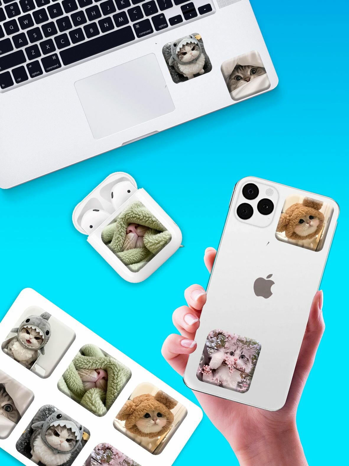 Стикеры 3D Котики