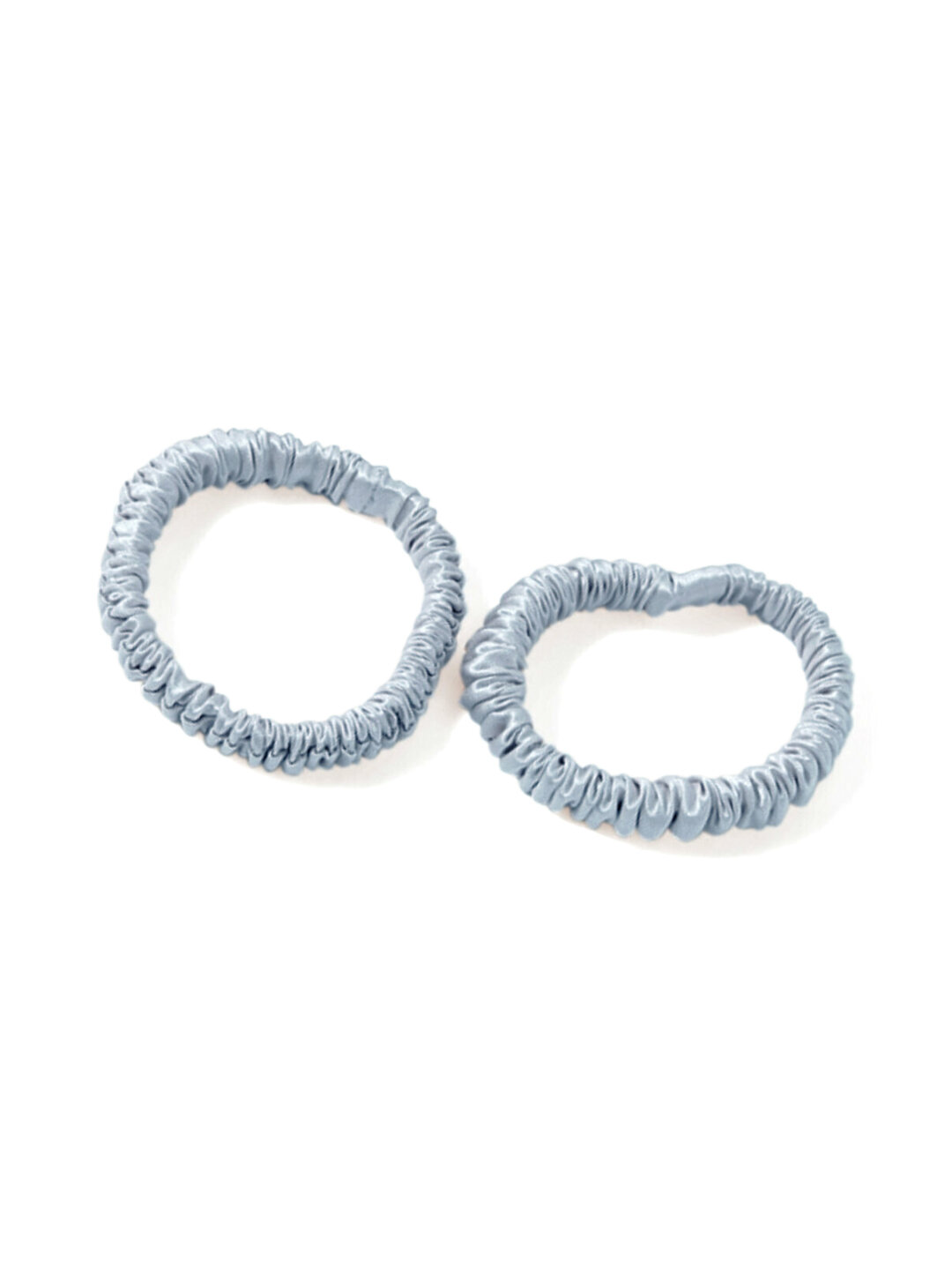 Шелковые резинки для волос Ayris Silk, элитный 100% натуральный шелк, цвет серебристо-голубой (Узкие, 2 шт)