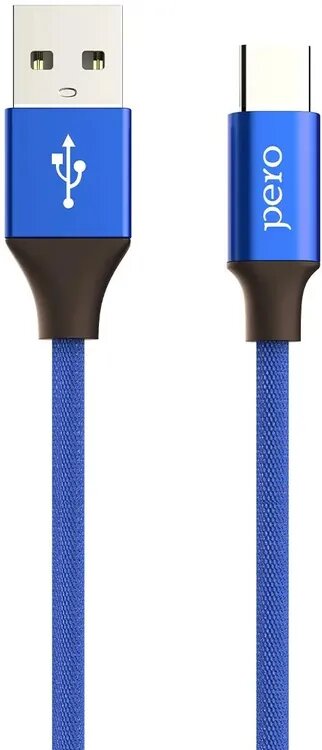 Кабель PERO DC-02, USB Type-C (m) - USB (m), синий