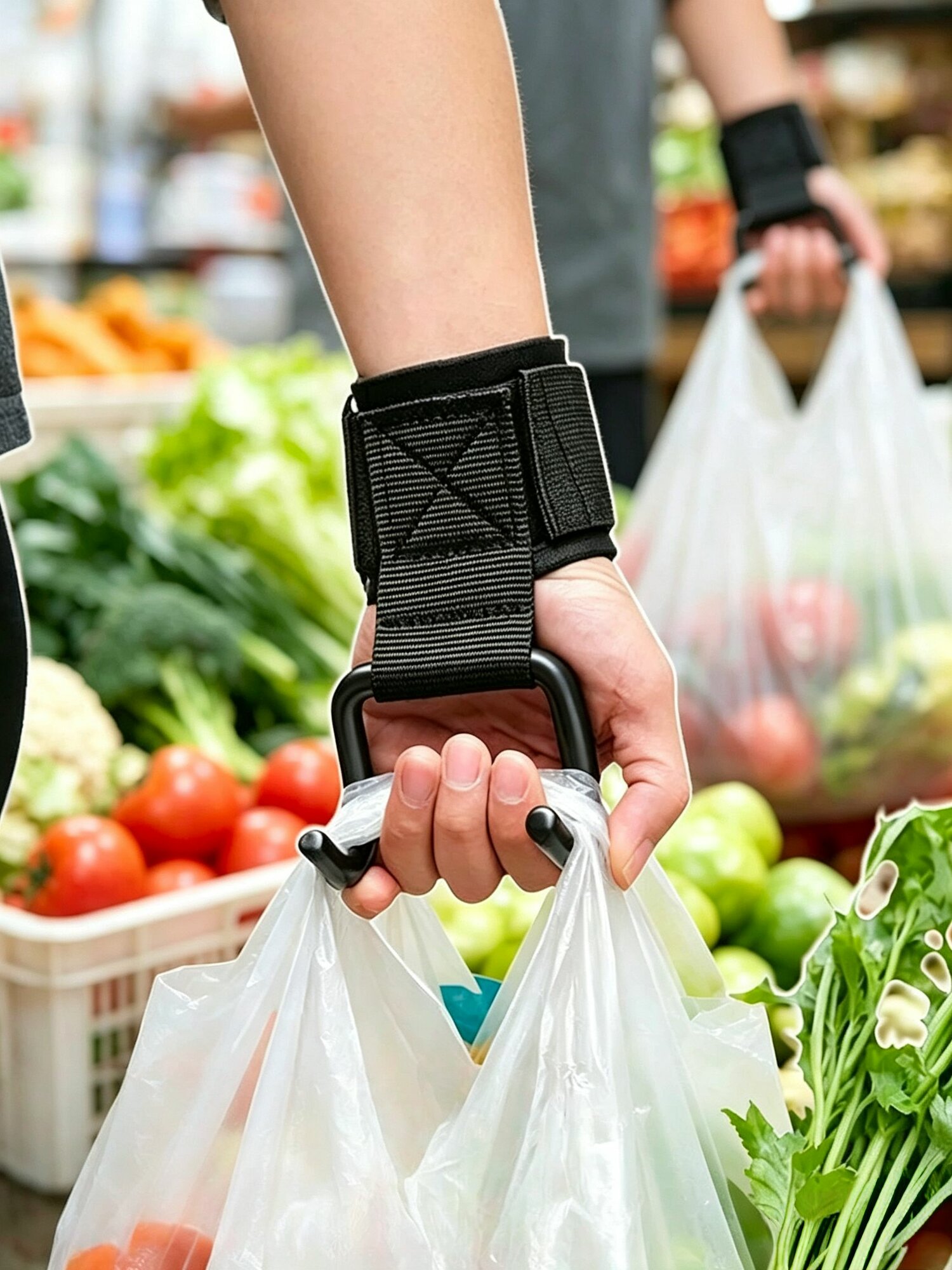 Регулируемый крючок на запястье, подвеска для пакетов с продуктами, помощник для переноски тяжестей, ремень для фитнеса, тяговый хват для подтягиваний -1 шт