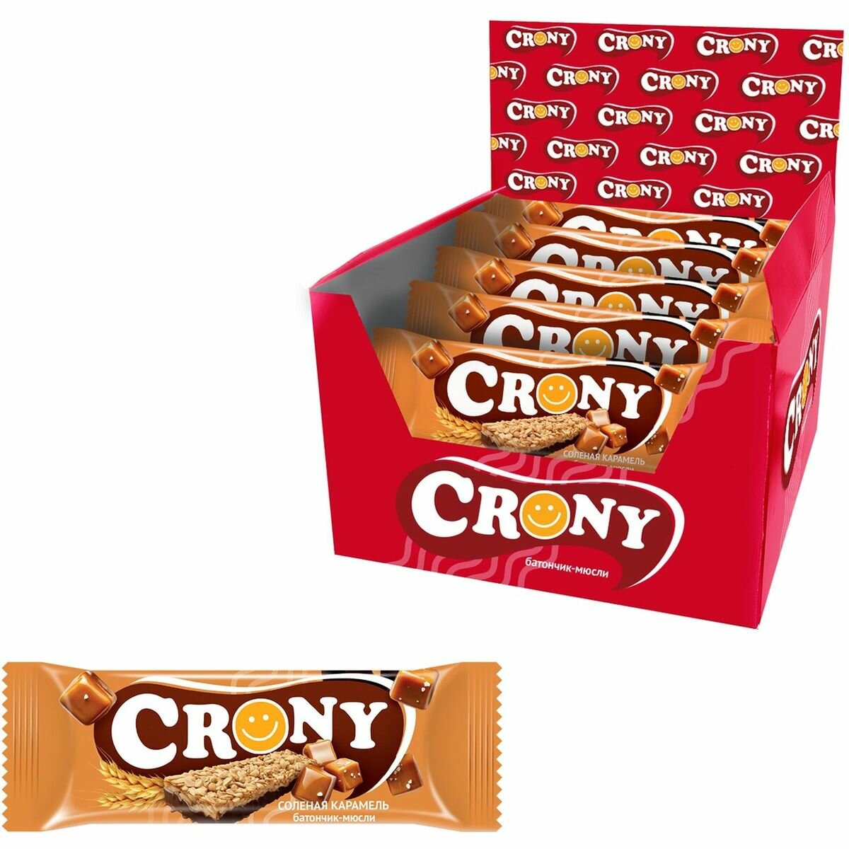 Батончик мюсли CRONY Солёная карамель. 50гх12шт/уп (2379196)