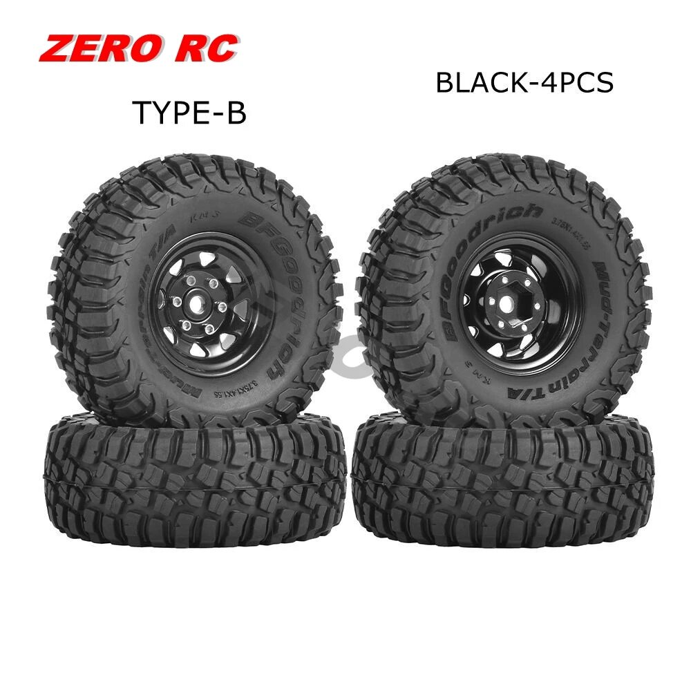 Металлические вездеходные шины COOL RACING 1,55 дюйма для RC Truck Черный, B BK 4PCS