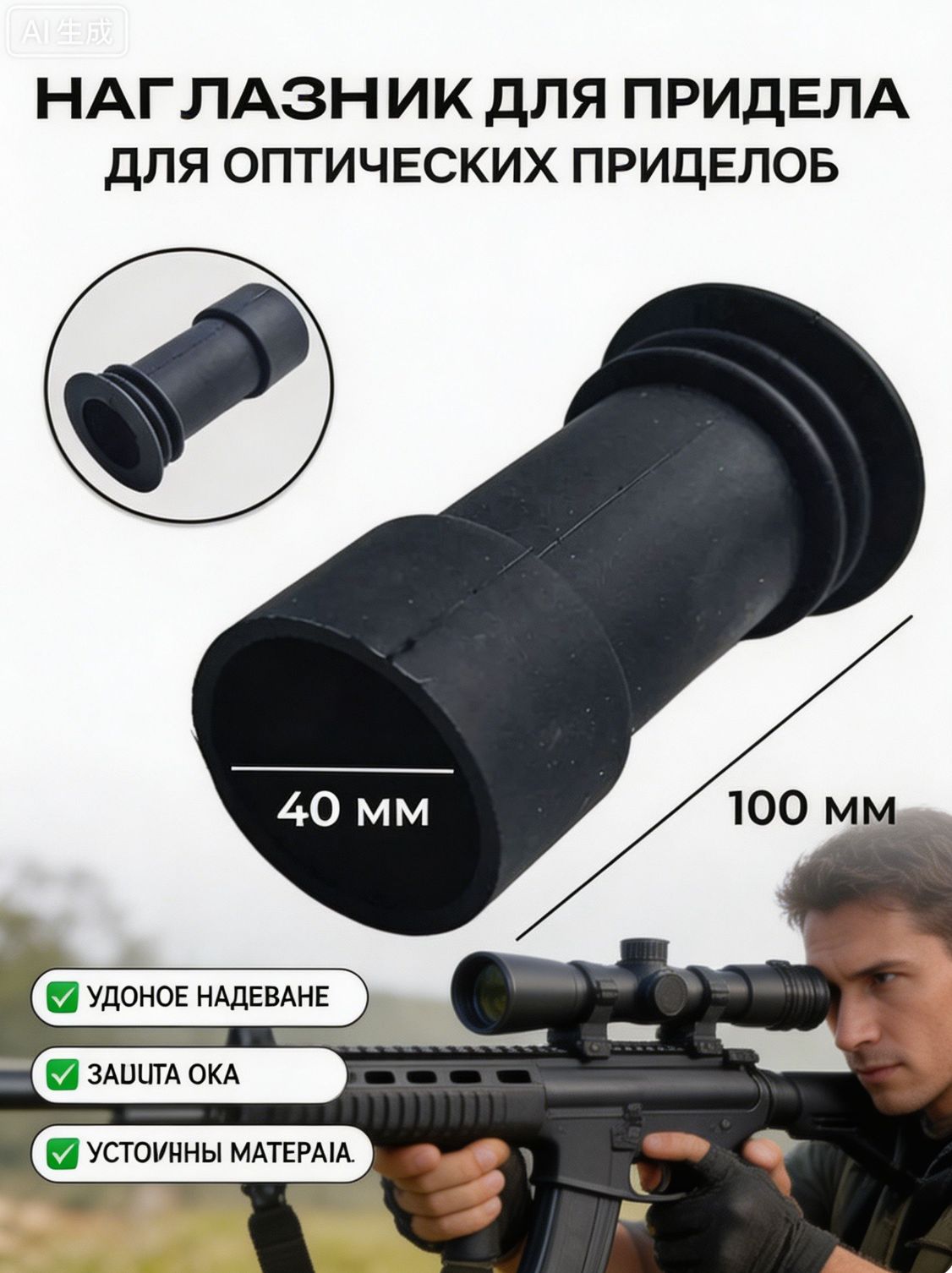 Наглазник для оптического прицела (D-40мм, L-100 мм)