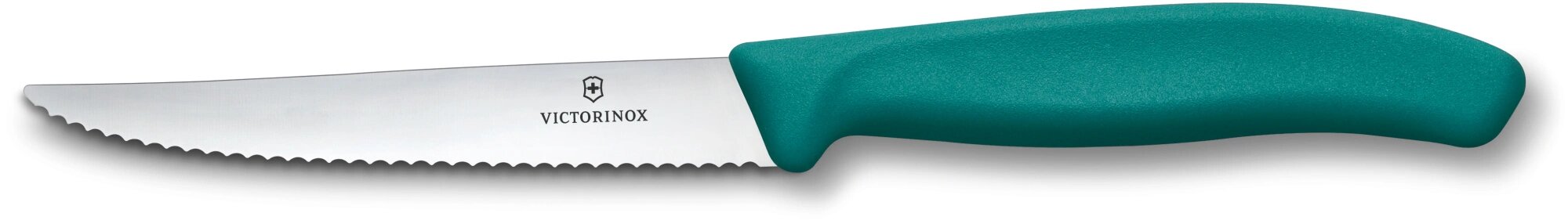 Нож кухонный Victorinox Swiss Classic 6.7234. C1 для стейка/пиццы лезв.110мм серрейт. заточка зеленый