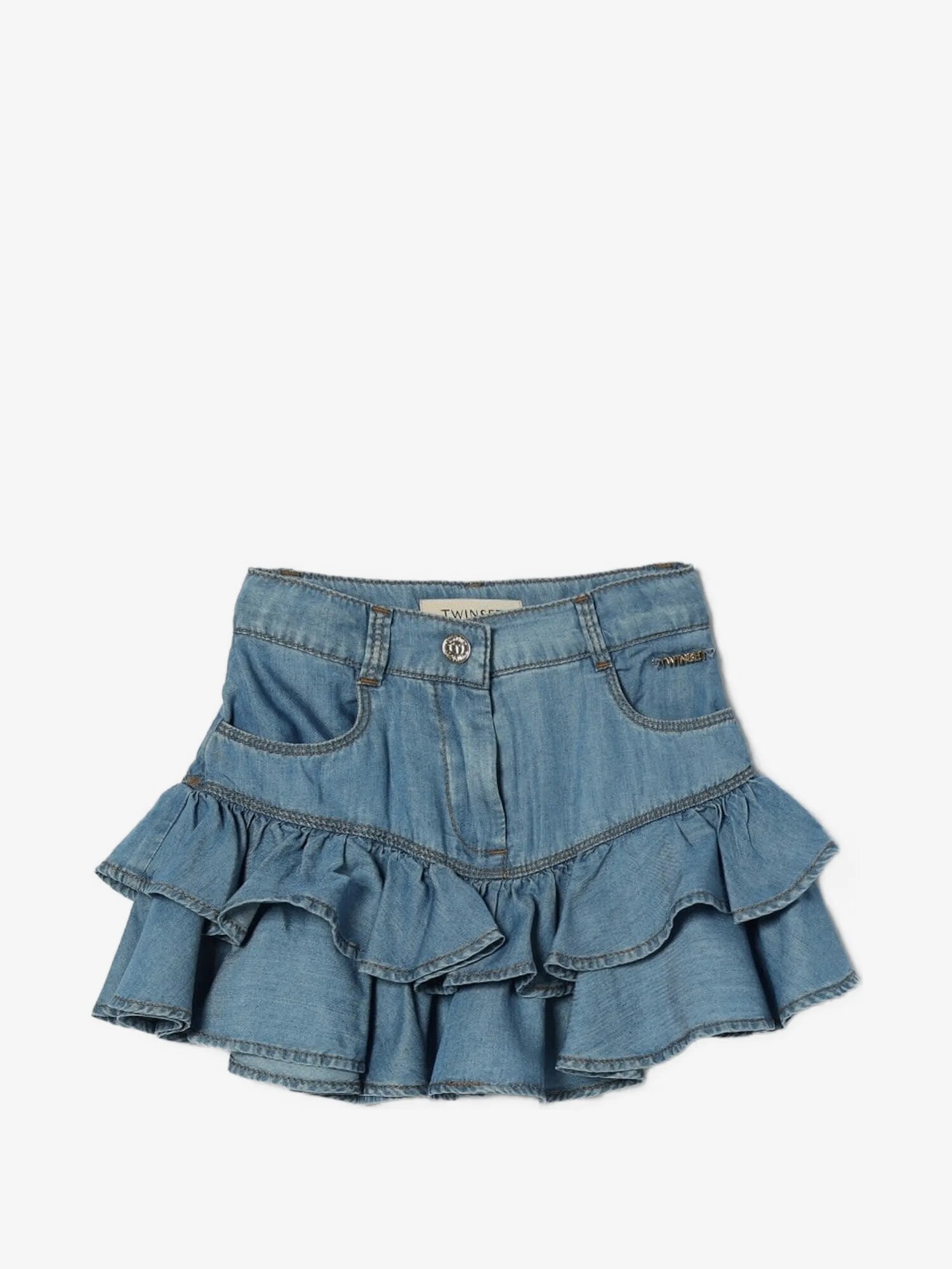 Юбка Ruffled tiered denim skirt