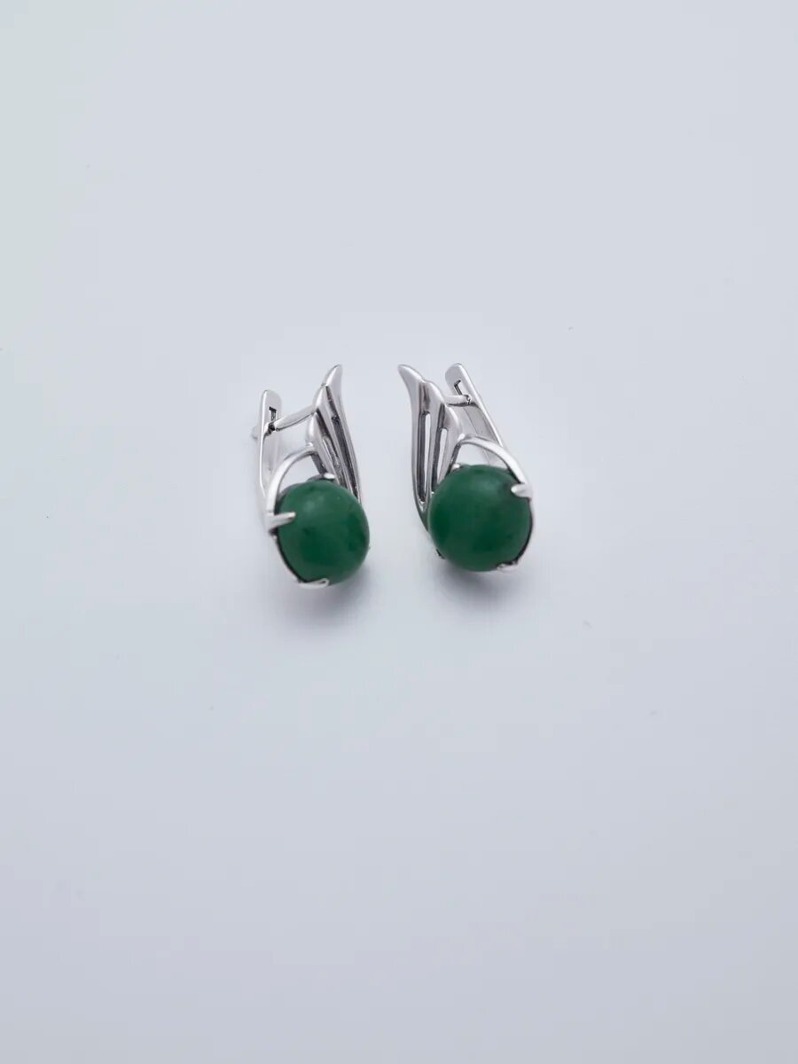 Серьги, серебро, 925 проба, халцедон