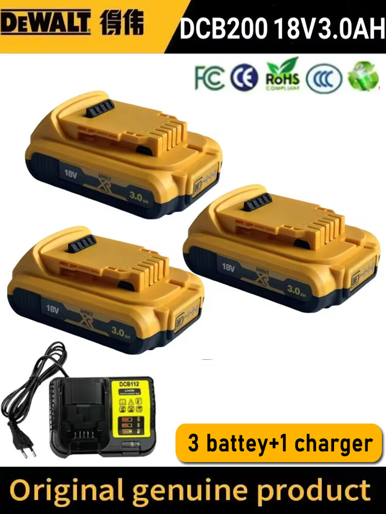 18V 3000mAh Аккумулятор для электроинструмента Dewalt DCB200 Перезаряжаемые литиевые батареи для электроинструмента 20V 18V