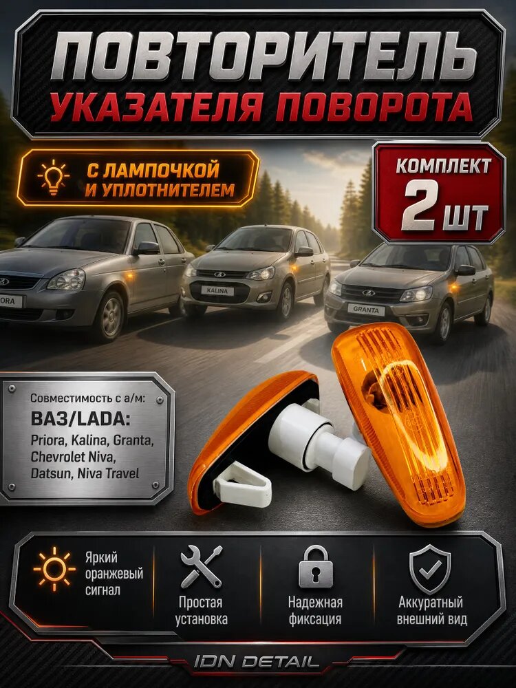 Поворотники, повторитель указателя поворота желтый совместимость с а/м" Калина, Приора, Гранта, Датсун, шевроле-нива (с 2009г); Нива-тревэл,2191,2192,2194, Datsun On Do, Datsum Mi Do, желтые