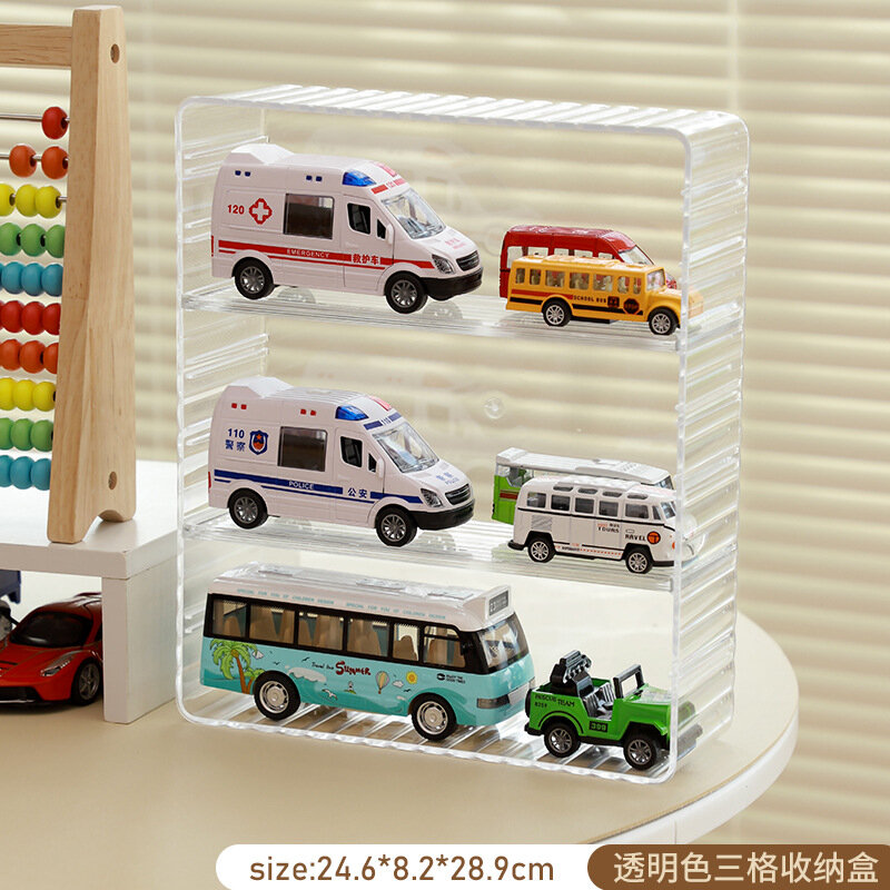 Органайзер‑дисплей для машинок 1:64 Hot Wheels Tomica, прозрачный контейнер‑коробка с отделениями, для хранения детских игрушечных автомобилей