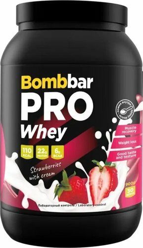 Bombbar Whey Protein Pro 900 г (Клубника со сливками)
