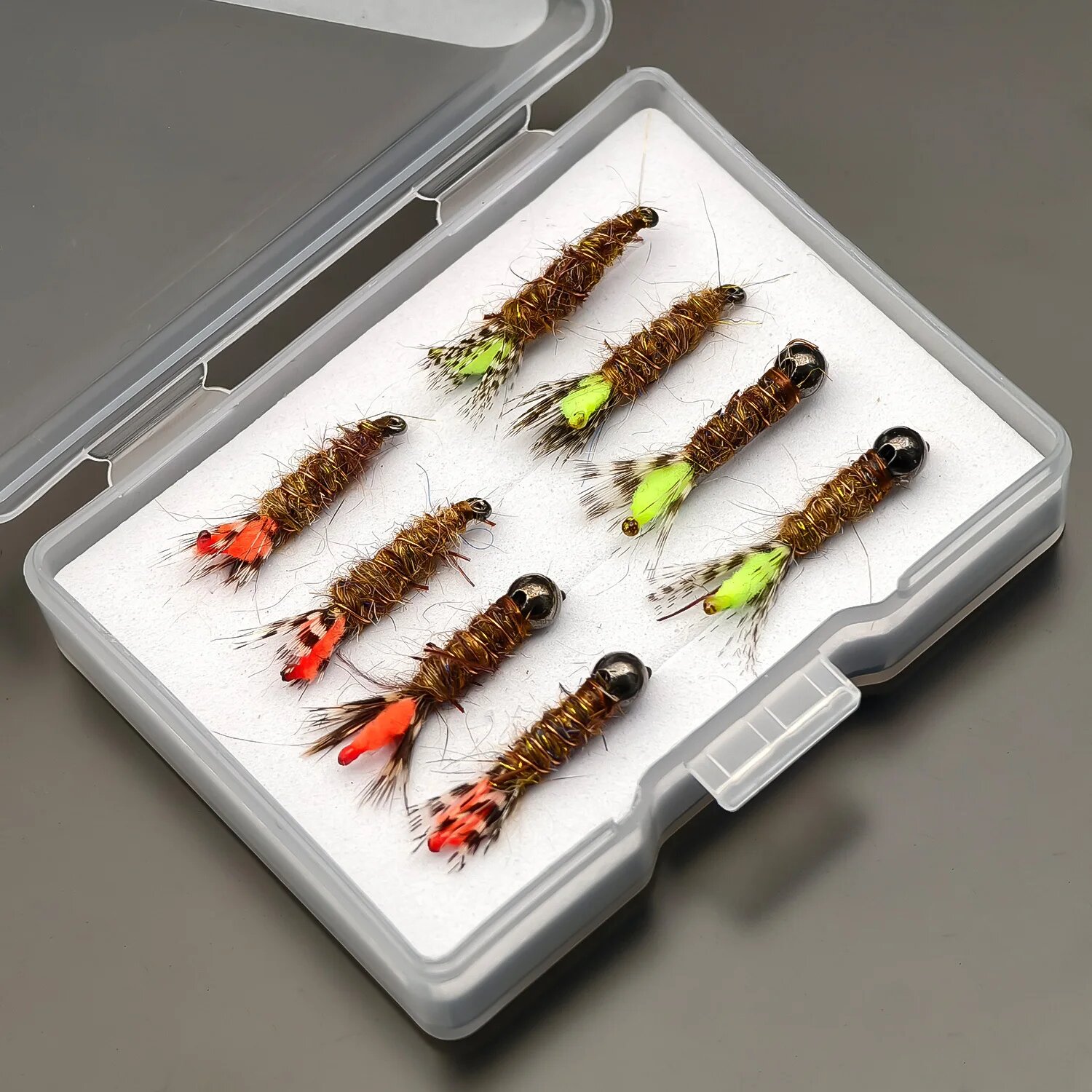 Набор мушек ANFS Caddis (8 шт.), мушки для ловли форели, нимфы для форели, подарочный набор для нахлыстовой рыбалки на форель