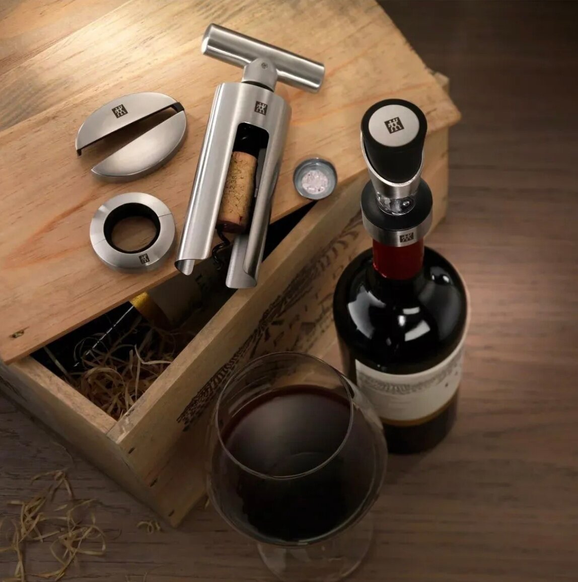 Набор сомелье ZWILLING 39500-054, 4 предмета, 21 х 19 х 5 см, нержавеющая сталь, стальной