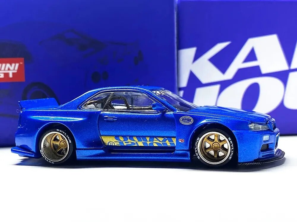 MINI GT+KAIDO HOUSE 1/64 Khmg158 Nissan Skyline GT-R (R34) Kaido Works (V2 Aero) SHINJUKU V2 Под Давлением Автомобиль Модели