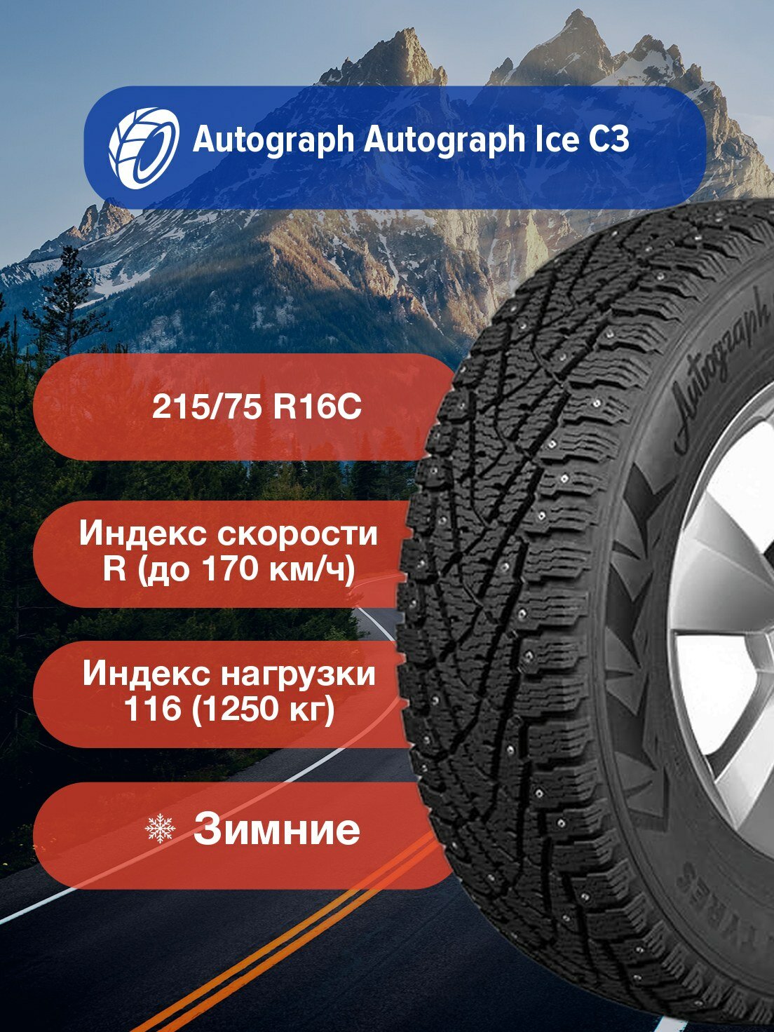 Легковые Зимние Шины Ikon Autograph Ice C3 215/75 R16С 116/114R -TS72031 для легковых автомобилей и кроссоверов