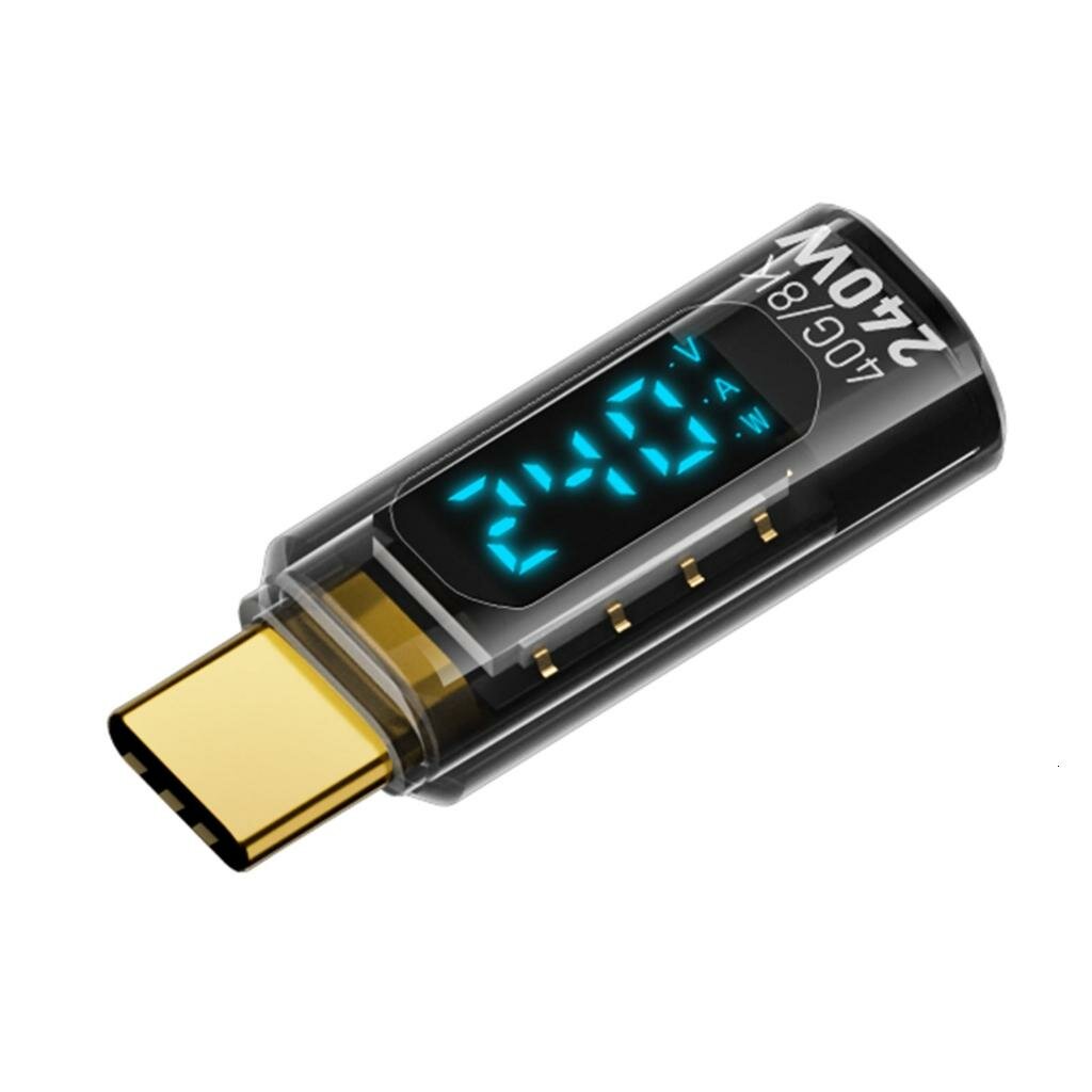 USB-C адаптер 240 Вт с LED-экраном, Светло-черный