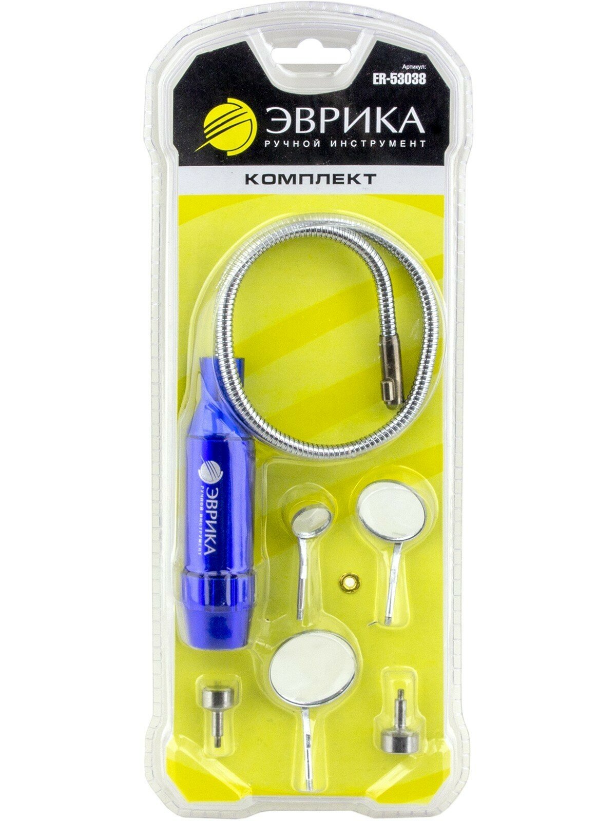 ER-53038 Набор ER-53038 магнит алюминиевый телескоп с подсветкой. гибкий 480 мм./насадки зеркальные 3шт/насадки магнитн 2шт эврика 1/10/50