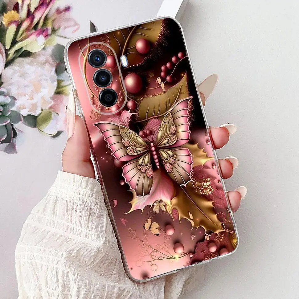 Для Huawei Nova Y70 Plus чехол мягкий силиконовый чехол для телефона с сердечком и бабочкой для Huawei Nova Y70 NovaY70 Plus чехол-бампер