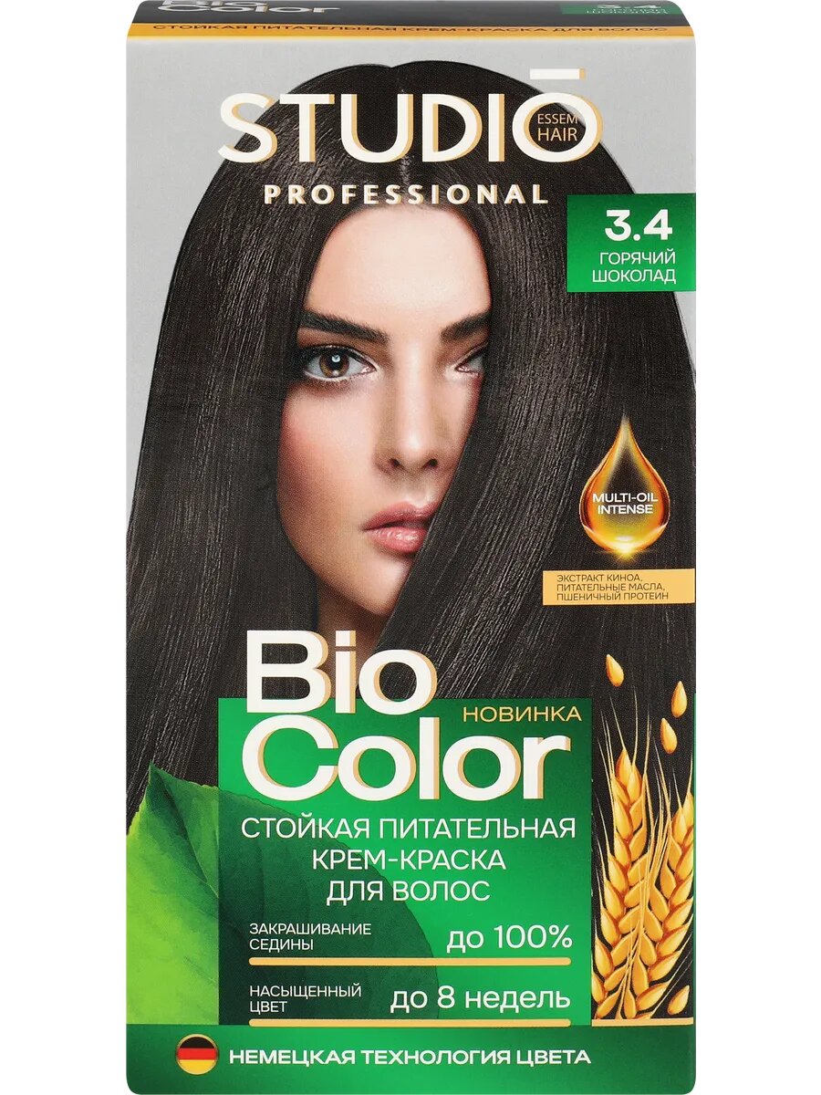 Краска для волос STUDIO Biocolor 3.4 Горячий шоколад, 50/50/