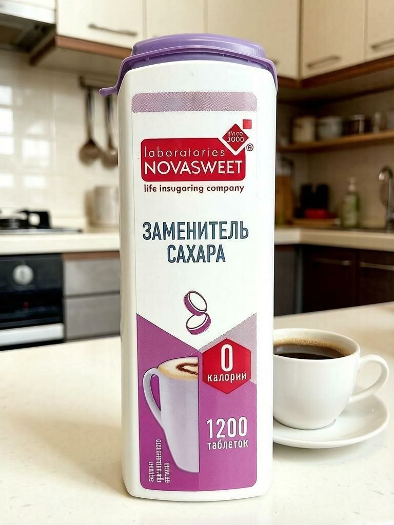 NOVASWEET Заменитель Сахара в Таблетках Ноль Калорий (квадратный дозатор) 1200 табл