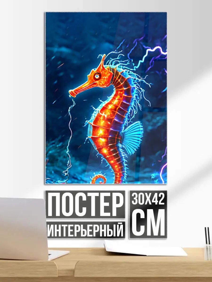 Постер на стену Морской конек разряды молний