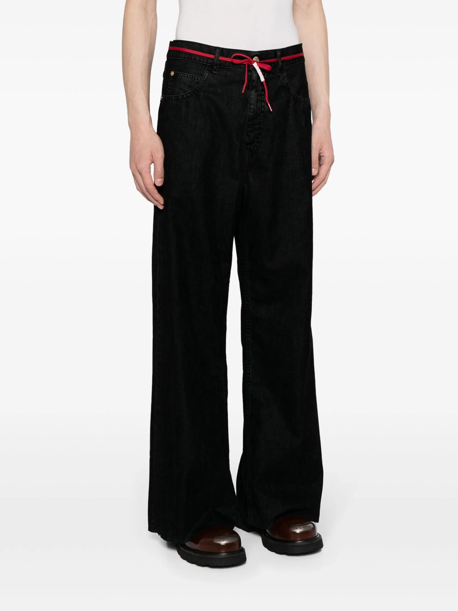 Брюки Marni Drawstring flared trousers, размер S, black/black — фото 1