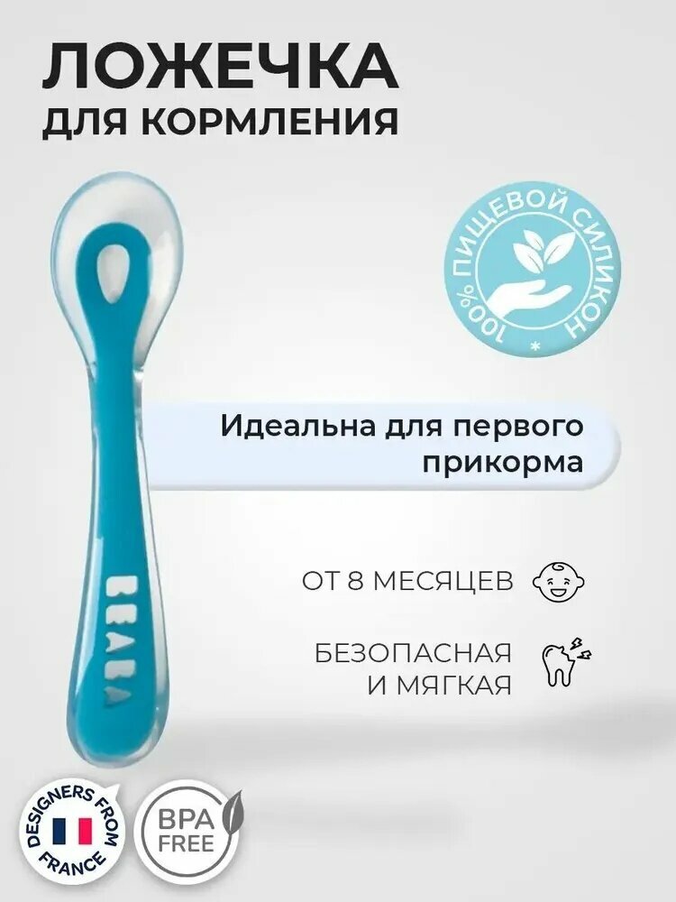 Пищевая силиконовая ложка для младенцев и детей младшего возраста, синяя, 1 шт.