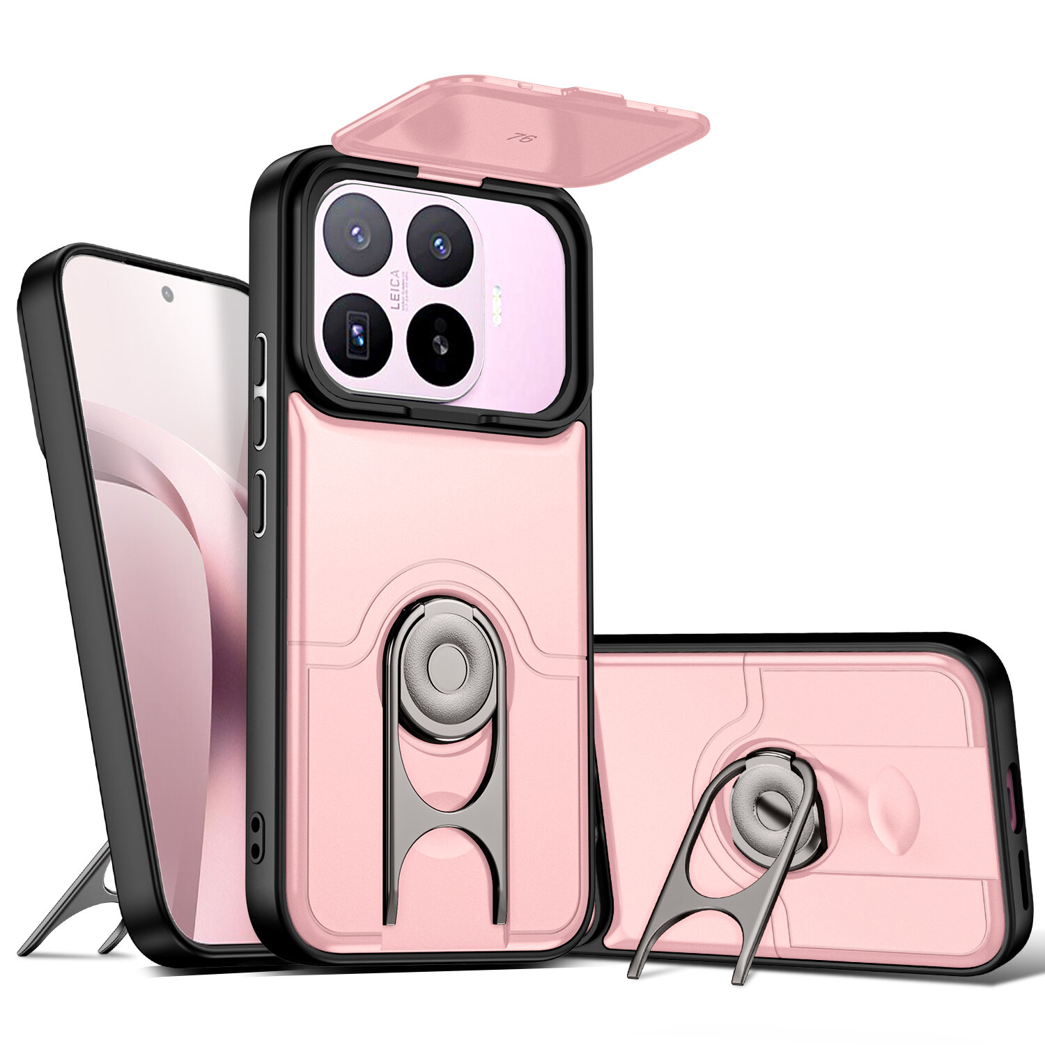 Чехол Для Xiaomi 17T Pro/Сяоми 17T Про, soft touch, чехол-кардиомонитор, поликарбонат (PC), защита камеры, ударопрочный, встроенная подставка, усиленные углы, Xiaomi, Xiaomi 17T Pro, pink,